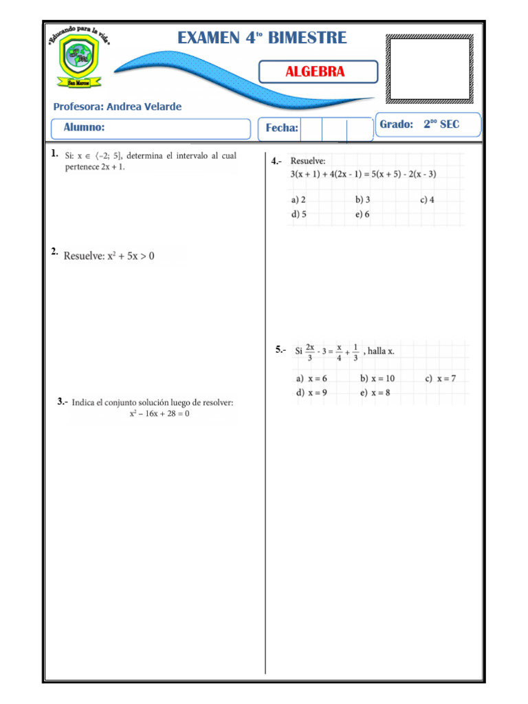 Algebra 2DO SEC | PDF
