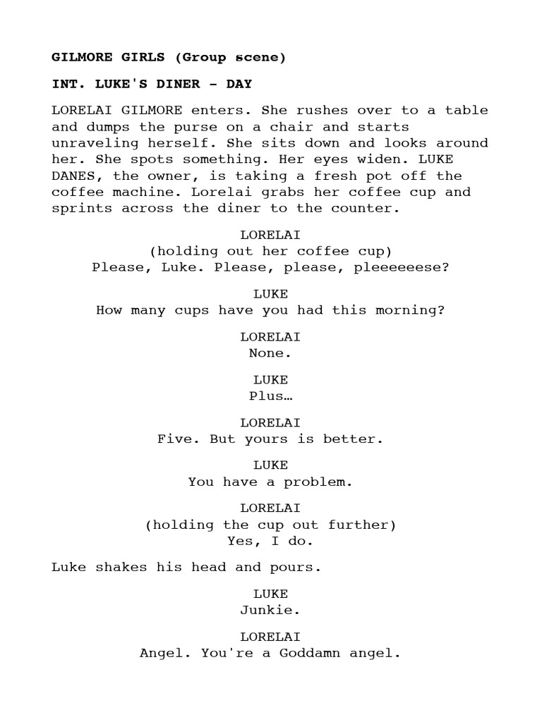 Lorelai's Coffee Encounter at Luke's | PDF | Lorelai Gilmore | Gilmore ...