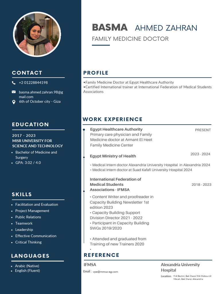Ahmed Zahran: Family Medicine CV | PDF | Public Services | Social Programs