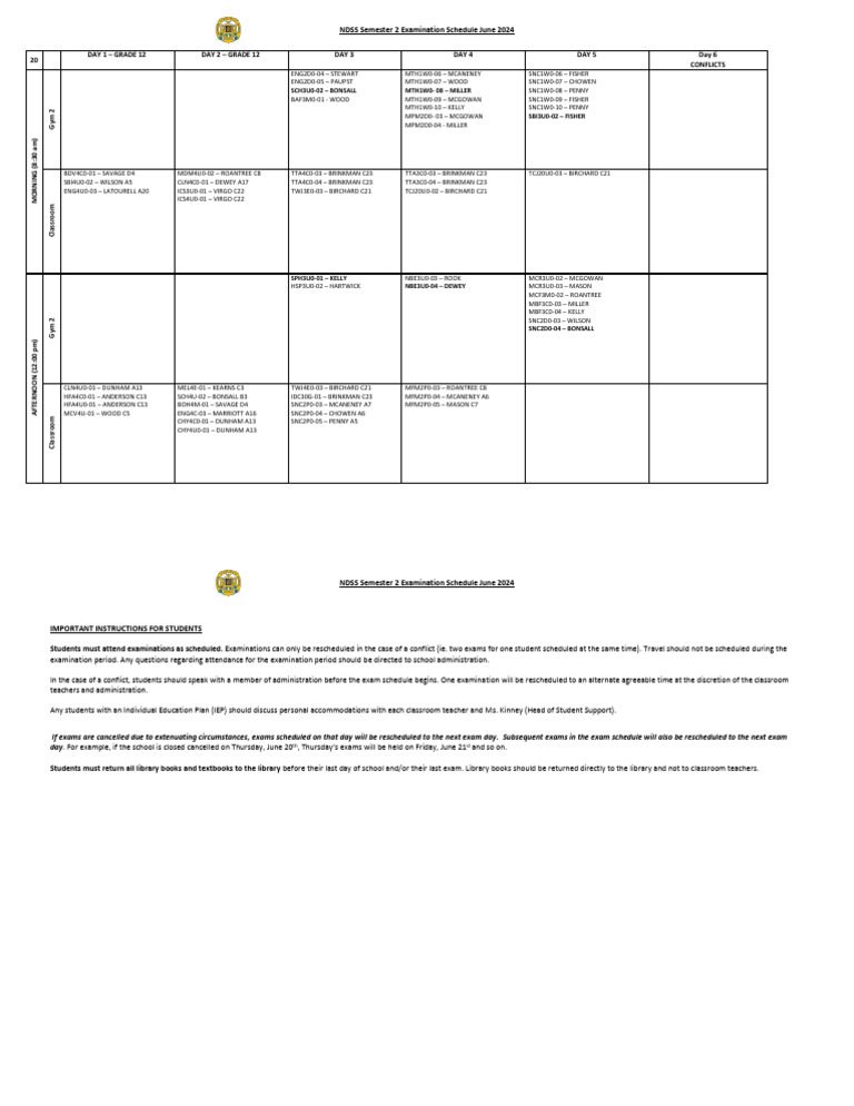 FINAL Exam Schedule Template - June 2024 | PDF | Learning