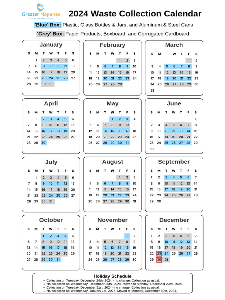 Napanee 2024 Waste Collection Schedule | PDF | Waste Management ...