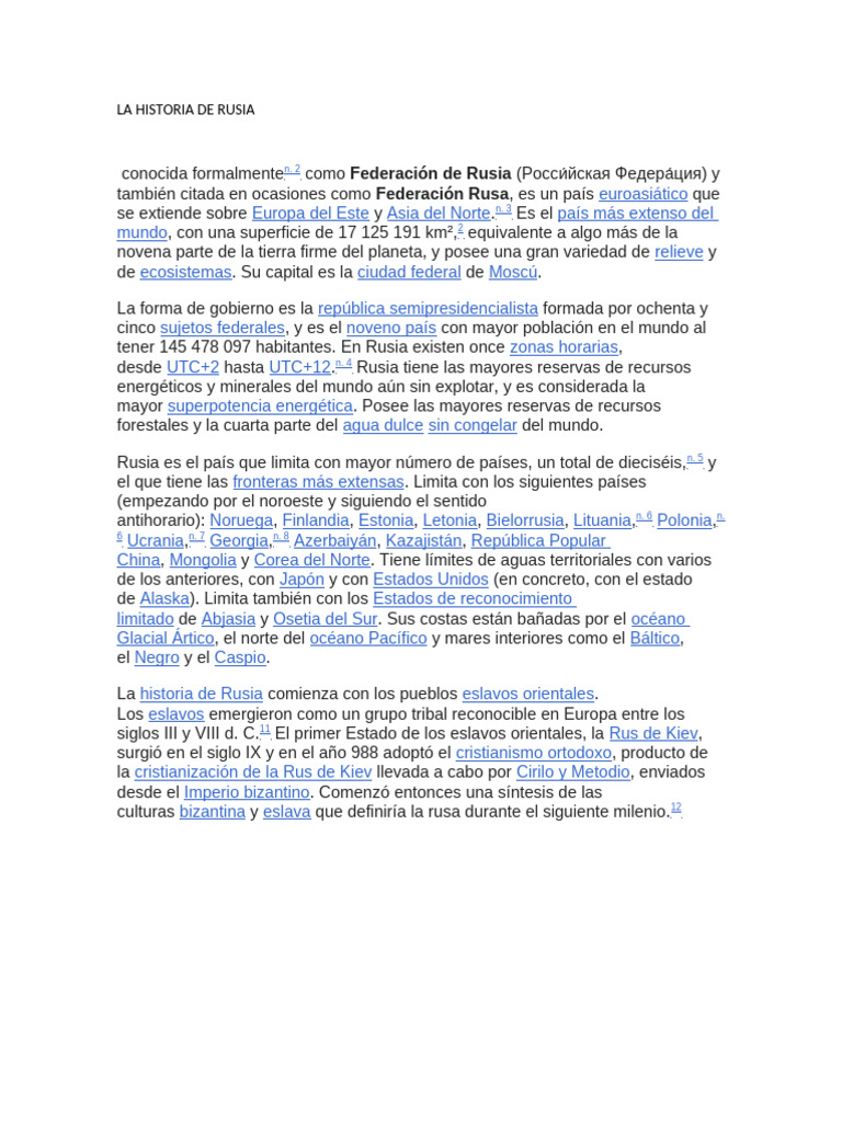 Resumen de la Historia de Rusia | PDF | Rusia | Política mundial