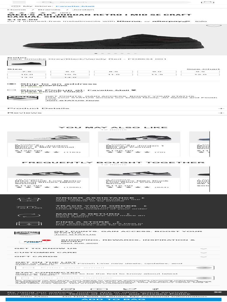 Men's Air Jordan Retro 1 Mid SE Craft Casual Shoes Finish Line | PDF