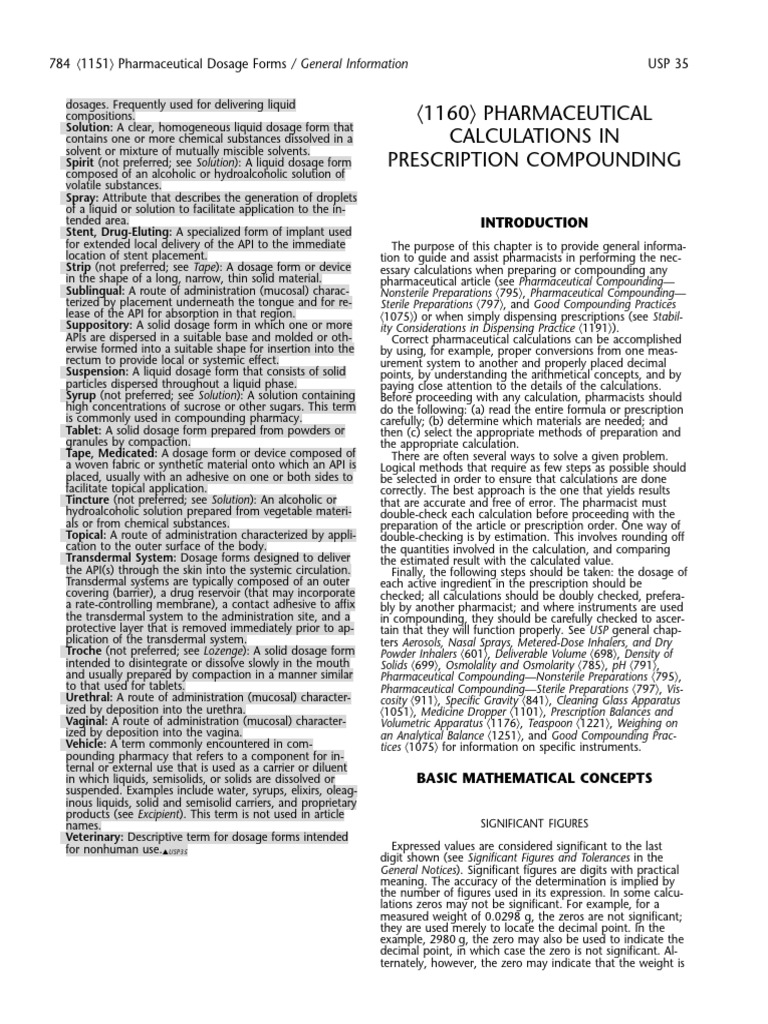 0784-0795 [1160] Pharmaceutical Calculations in Prescription Compounding | PDF | Buffer Solution ...