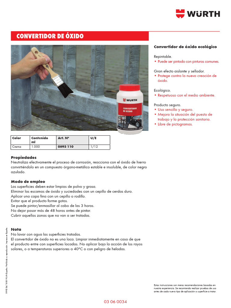 Convertidor Oxido - Wurth | PDF | Sustancias químicas | Materiales