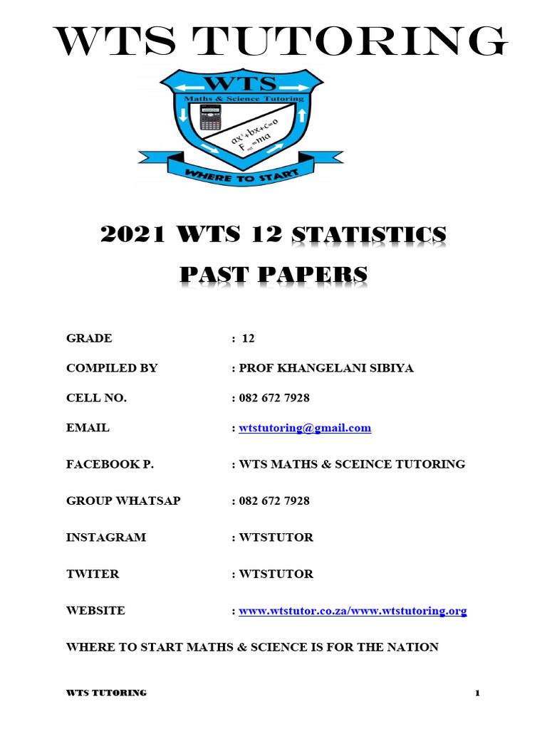 Grade 12 Statistics Past Papers | PDF