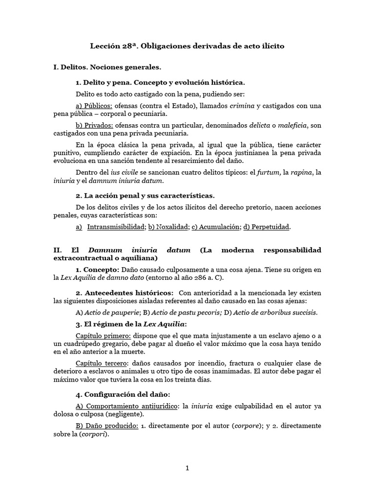 Esquema Lec. 28 . Obligaciones Derivadas de Actos Ilícitos | PDF | Castigos | Justicia