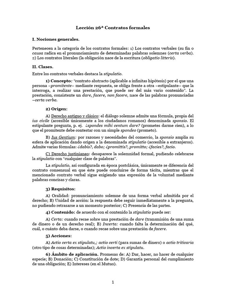 Esquema Lec. 26 .Contratos Formales | PDF