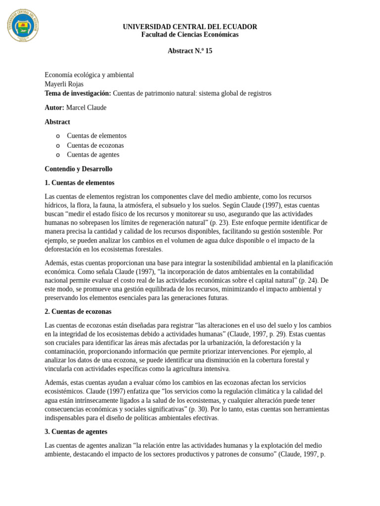 Abstract N15 ROJAS MAYERLI | PDF | Entorno natural | Sustentabilidad