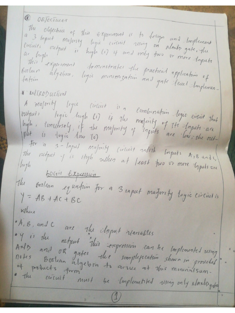 Design And Implement Of A 3 Input Majority Logic Circuit Using Nand Gate Pdf
