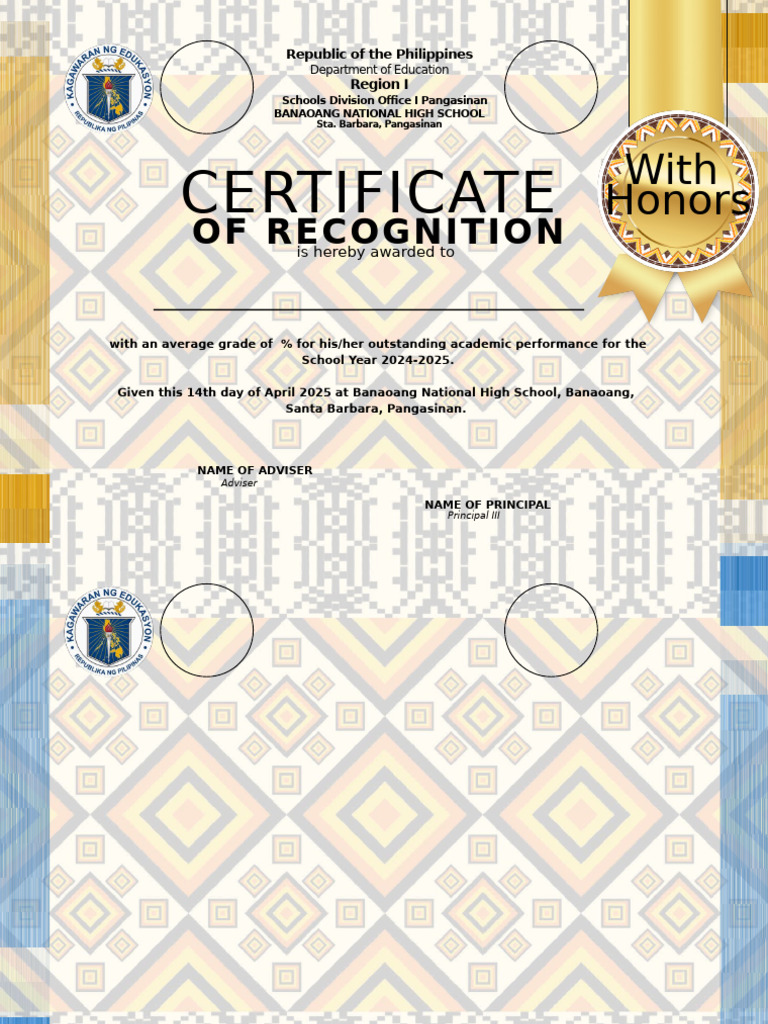Recognition Certificate 101 | PDF