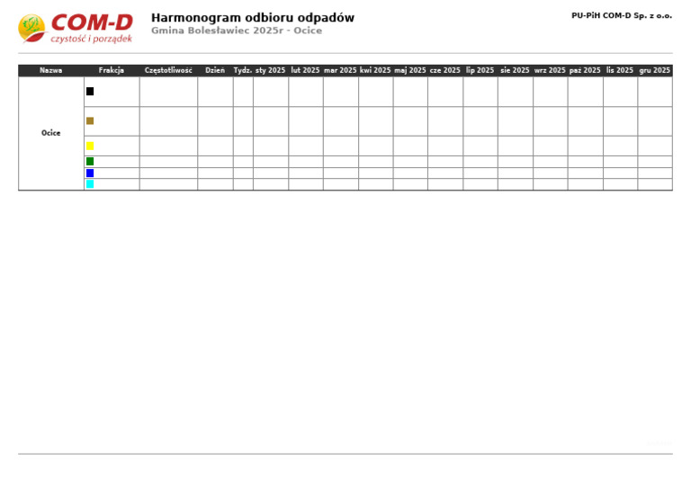 Harmonogram Odbioru Odpadow OCICE 2025.01 2025.12 | PDF