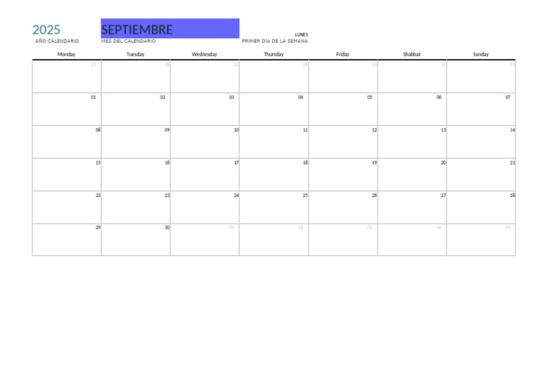 Calendario de Septiembre 2025 | PDF