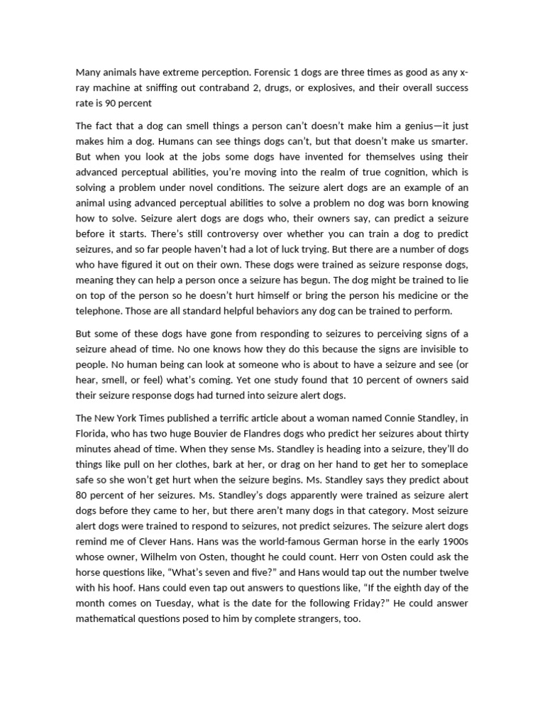 Seizure Alert Dogs and Animal Intelligence | PDF | Perception ...