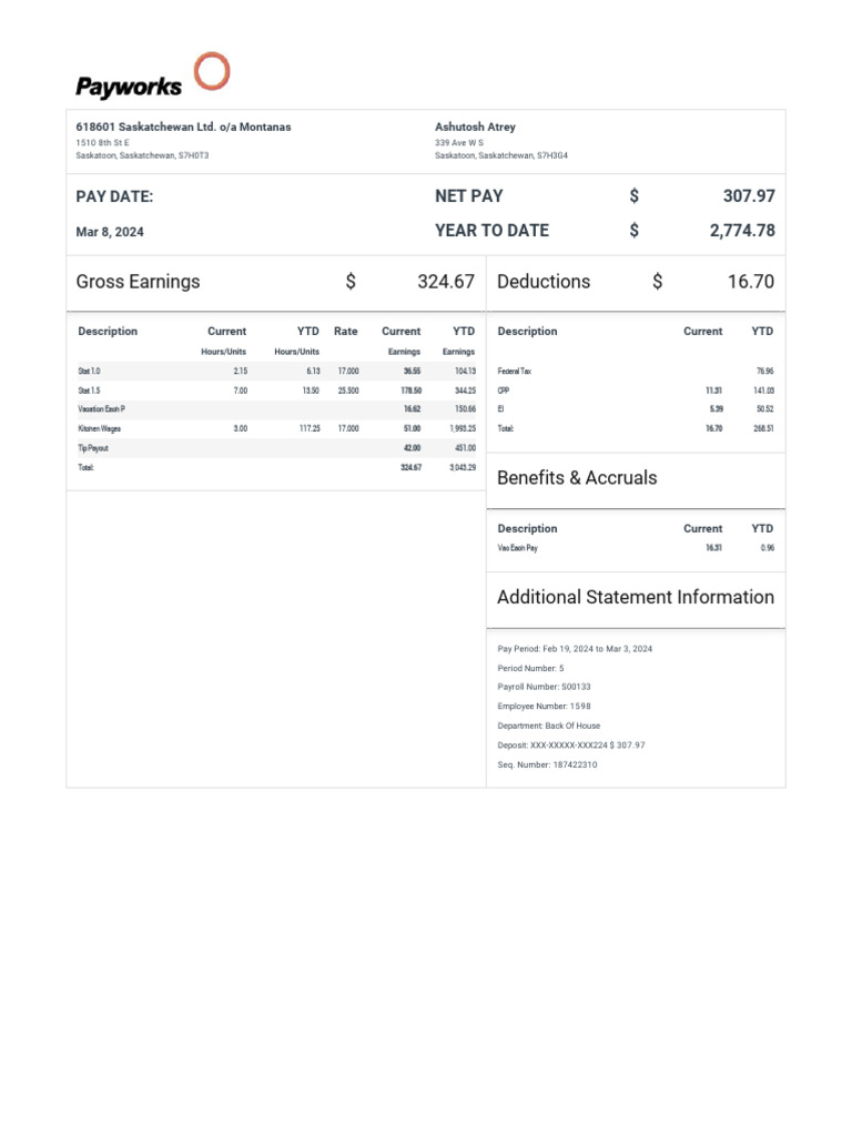 Payroll Statement Summary for Mar 2024 | PDF | Payroll | Employee Relations
