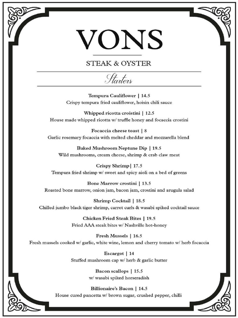 vons menu | PDF