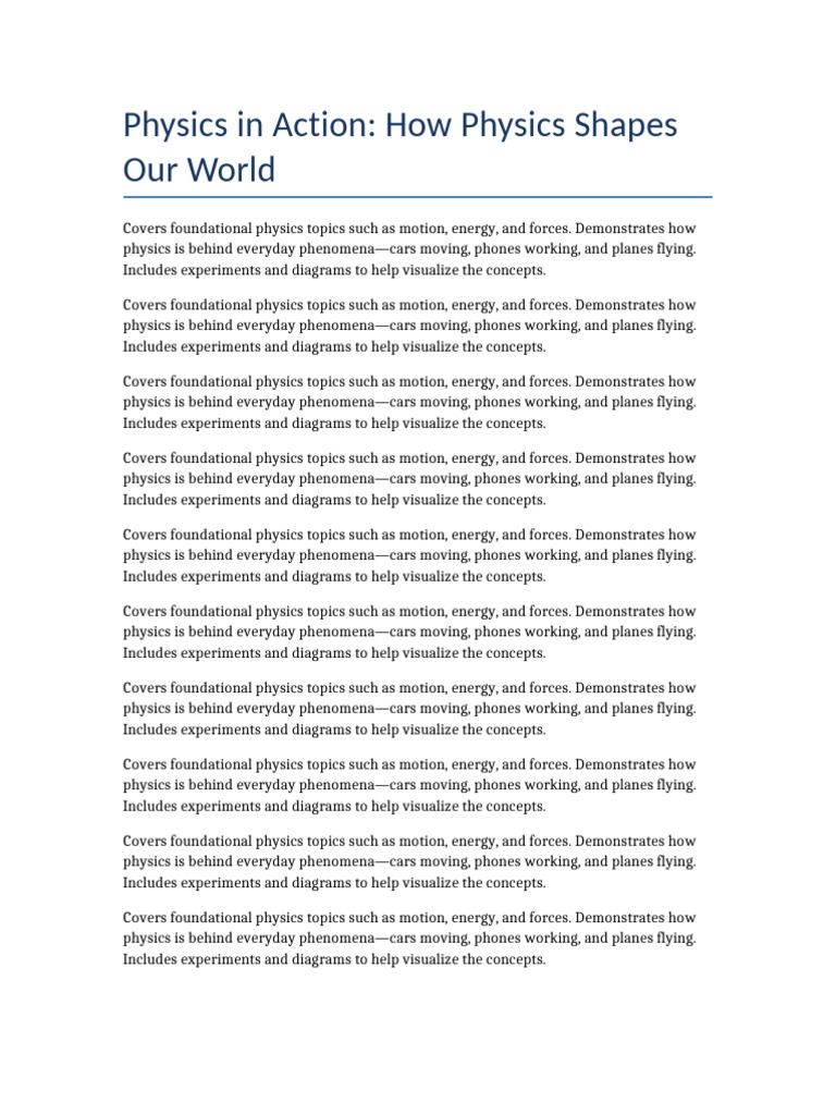 Physics in Action How Physics Shapes Our World | PDF | Physics | Force