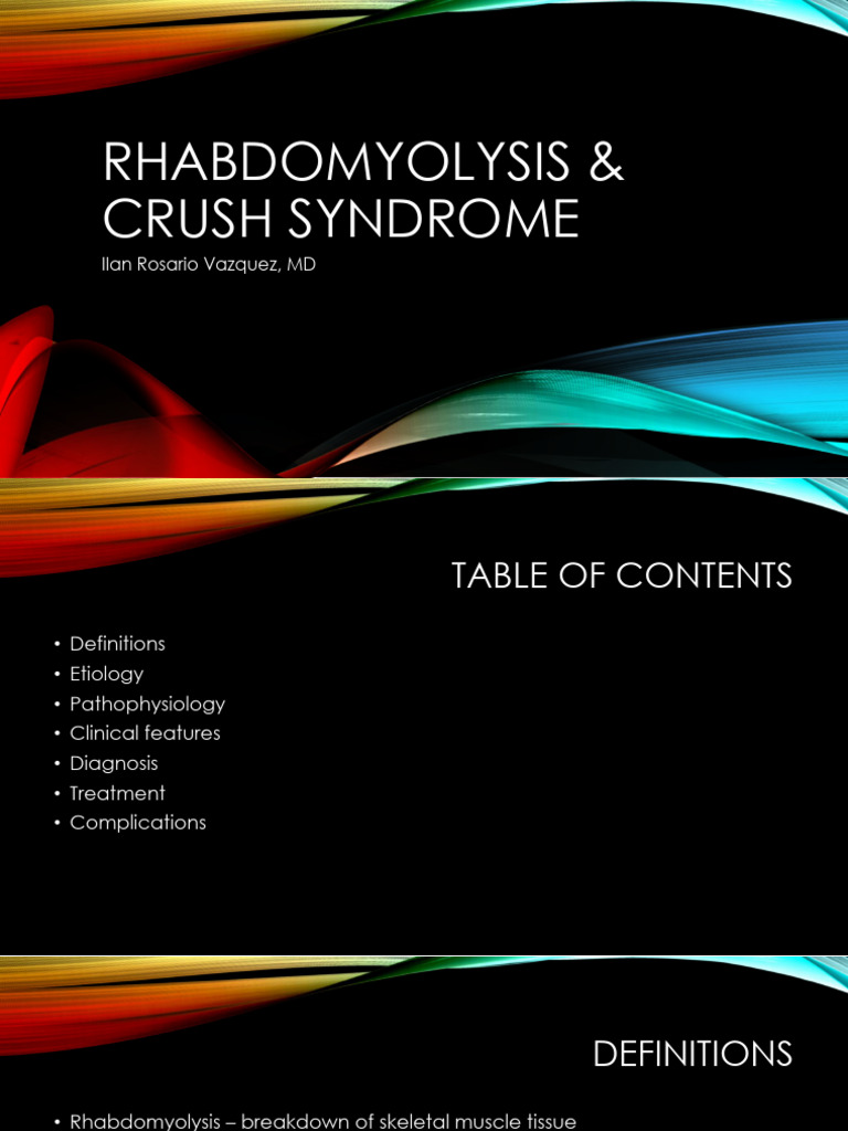 Rhabdomyolysis and Crush Syndrome Overview | PDF | Human Diseases And ...