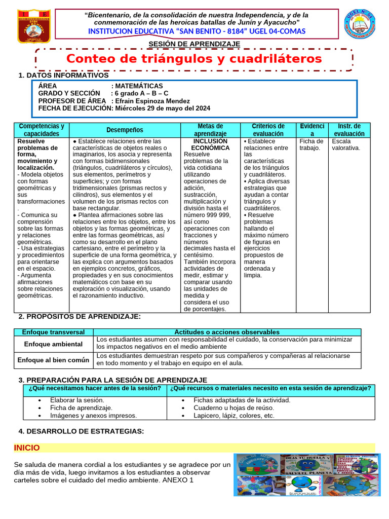 MATEMÁTICAS - Conteo de triángulos y cuadriláteros - Mierc 29-5 | PDF | Triángulo | Aprendizaje