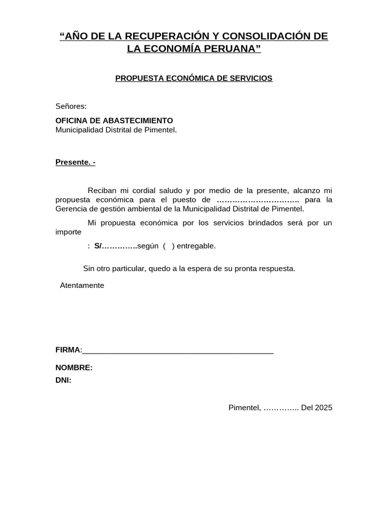 Propuesta Economica | PDF