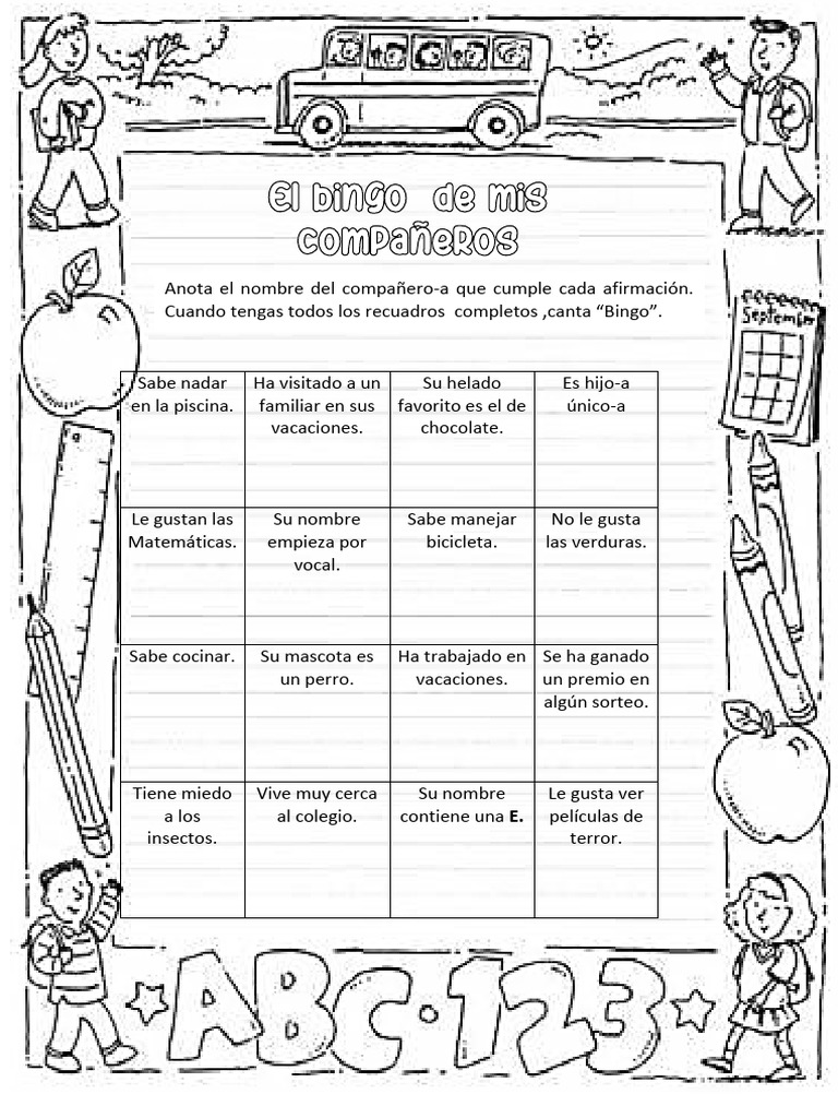 Bingo de Presentación de Compañeros | PDF