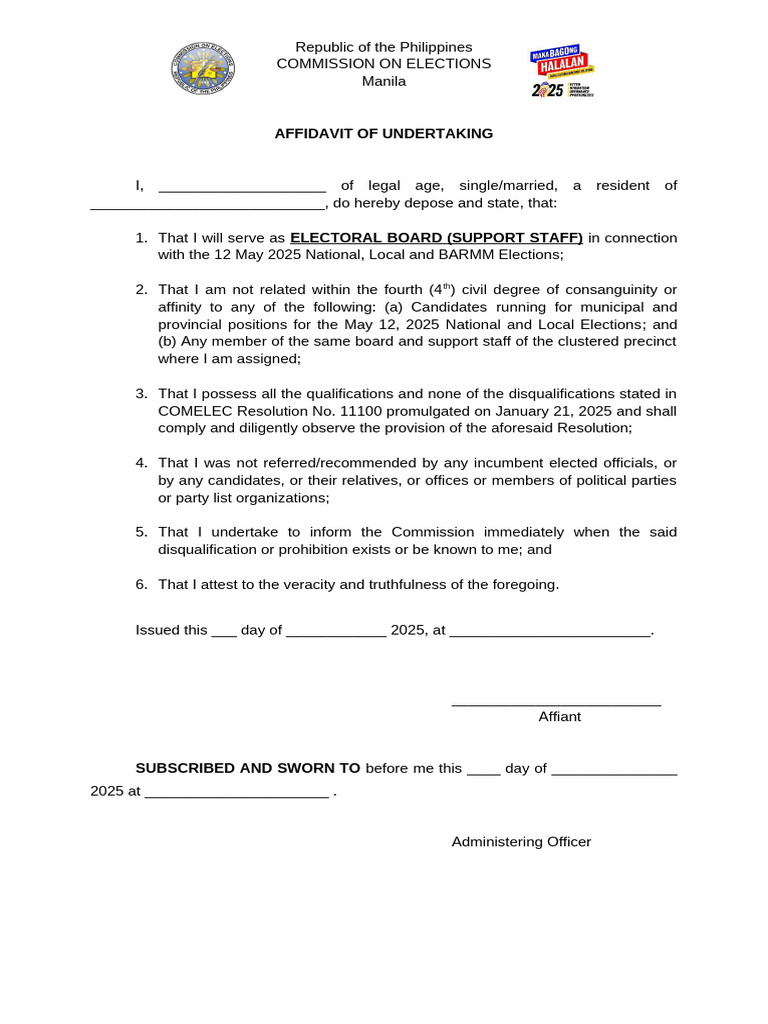 2 Affidavit of Undertaking Eb SS | PDF