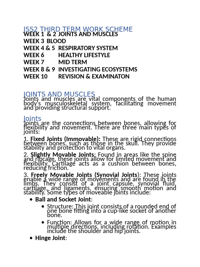 JSS2 Third Term Note 2024 | PDF | Respiratory Tract | Lung