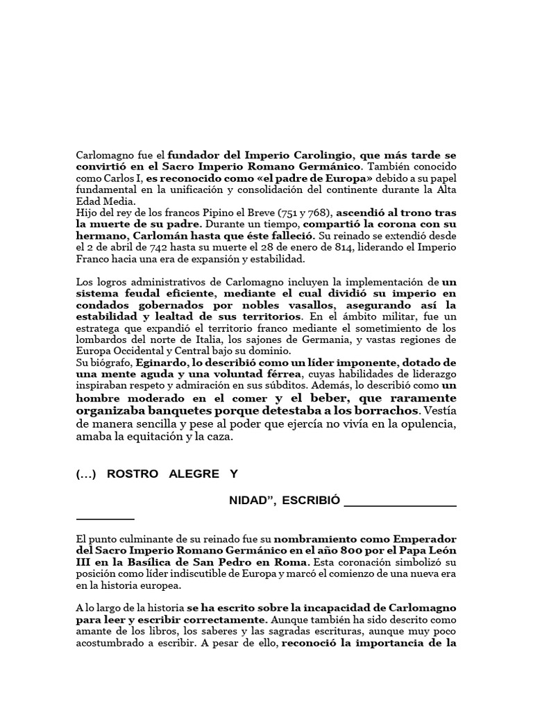 Carlomagno: El Rey y Emperador de Europa | PDF | Carlomagno | Edades medias