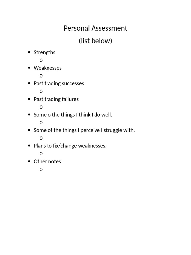 Blank Personal Assessment Form | PDF