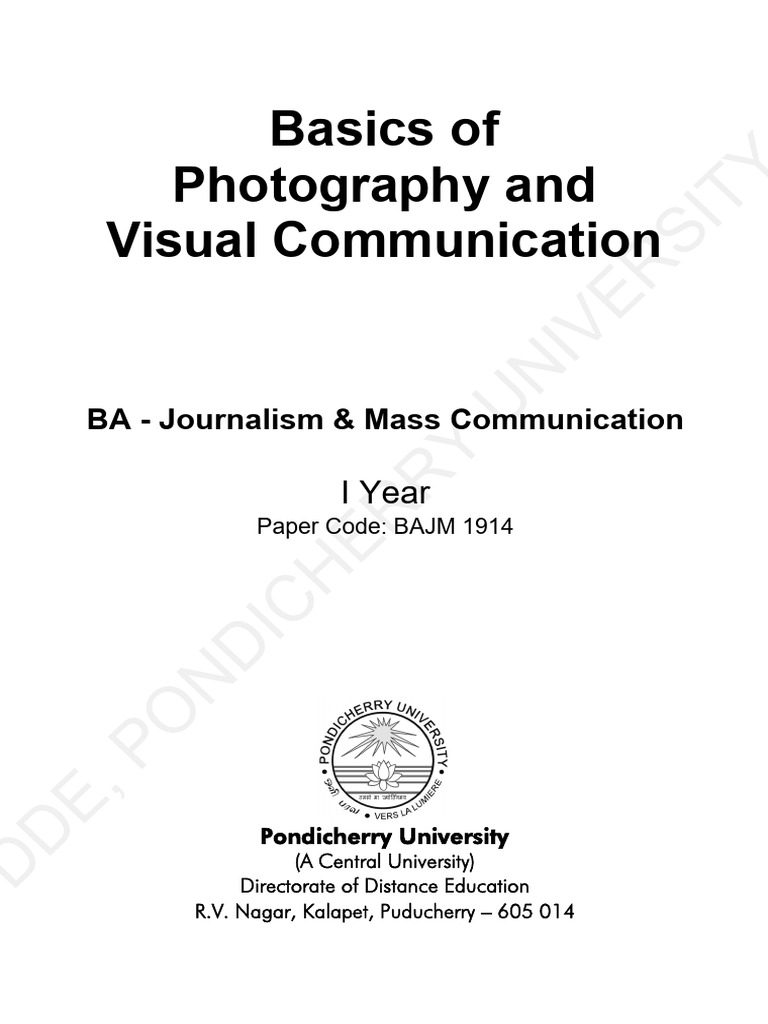 Basics of Photography and Visual Communication: University | PDF | Camera | Charge Coupled Device