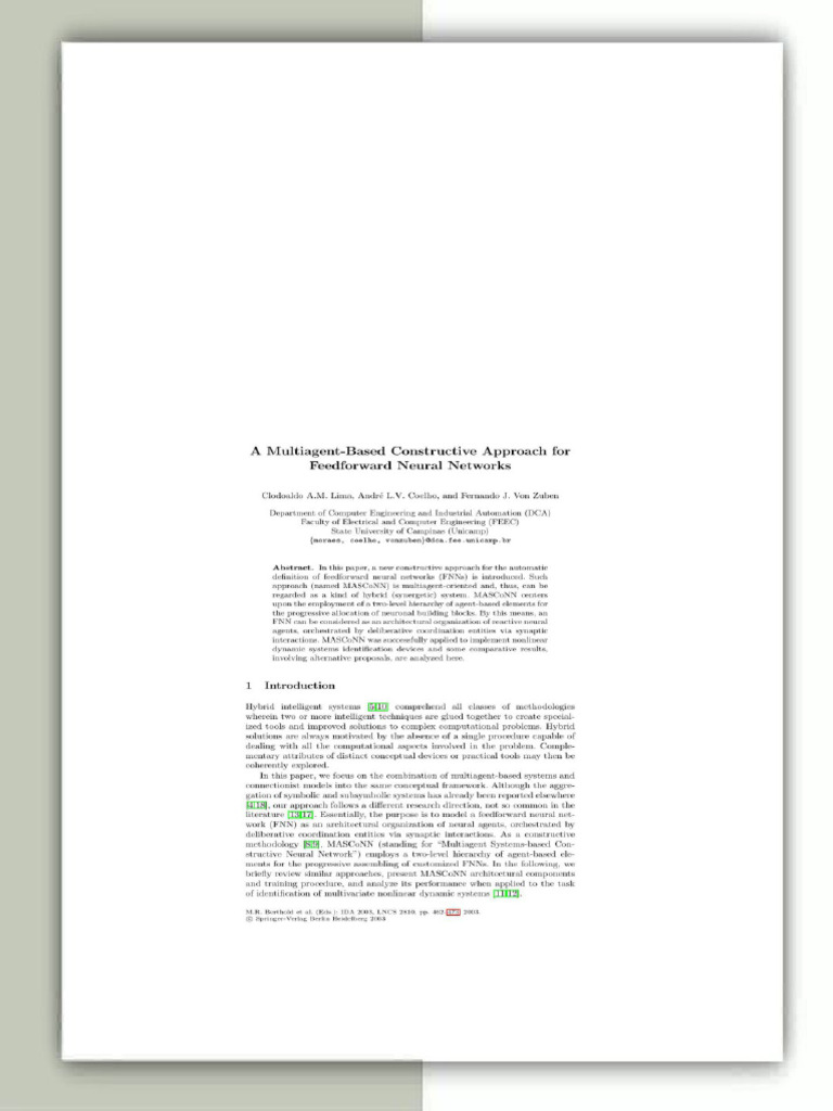 LNCS 2810 A Multiagent Based Constructive Approach for Feedforward Neural Networks 1st Edition ...