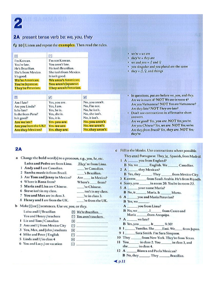 2A Grammar (Starter) | PDF