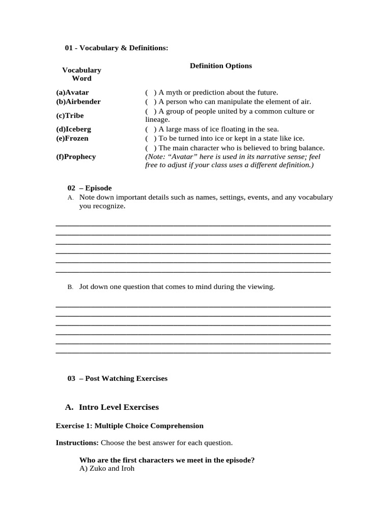 Aula Extra Teens 01 Avatar | PDF