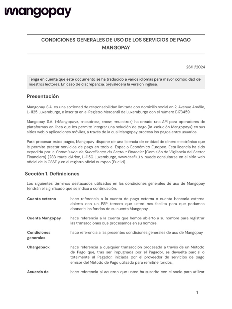 Mangopay 2024 | PDF | Moneda | Oficina de Control de Activos Extranjeros