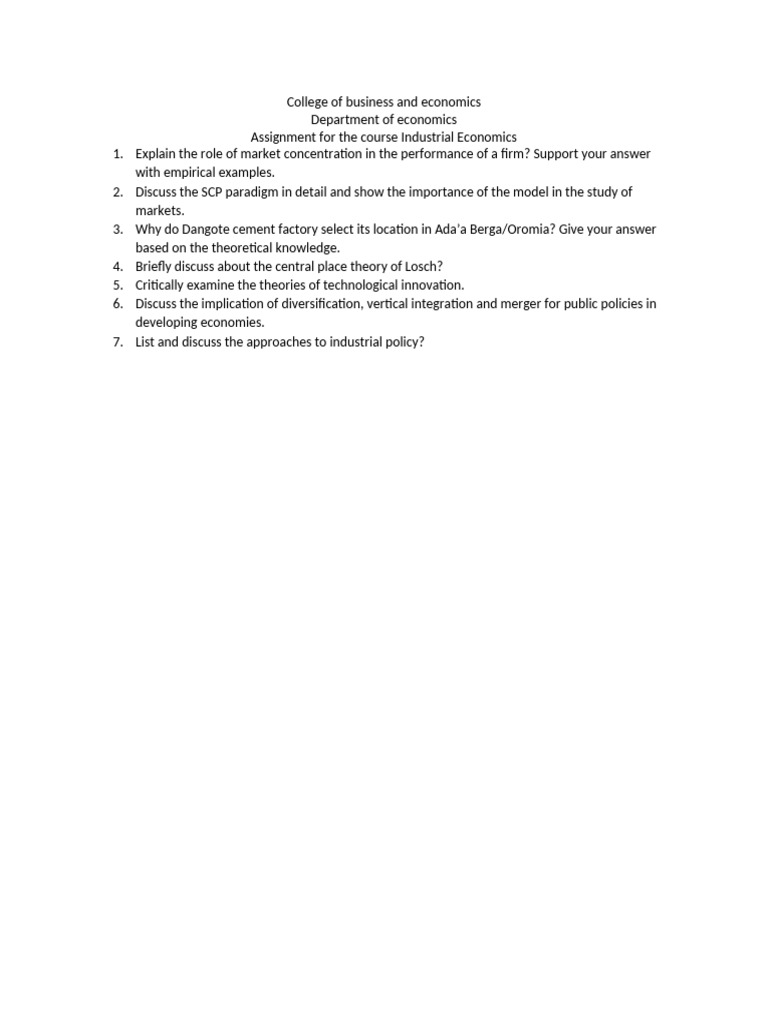 Industrial Econ Assignment | PDF