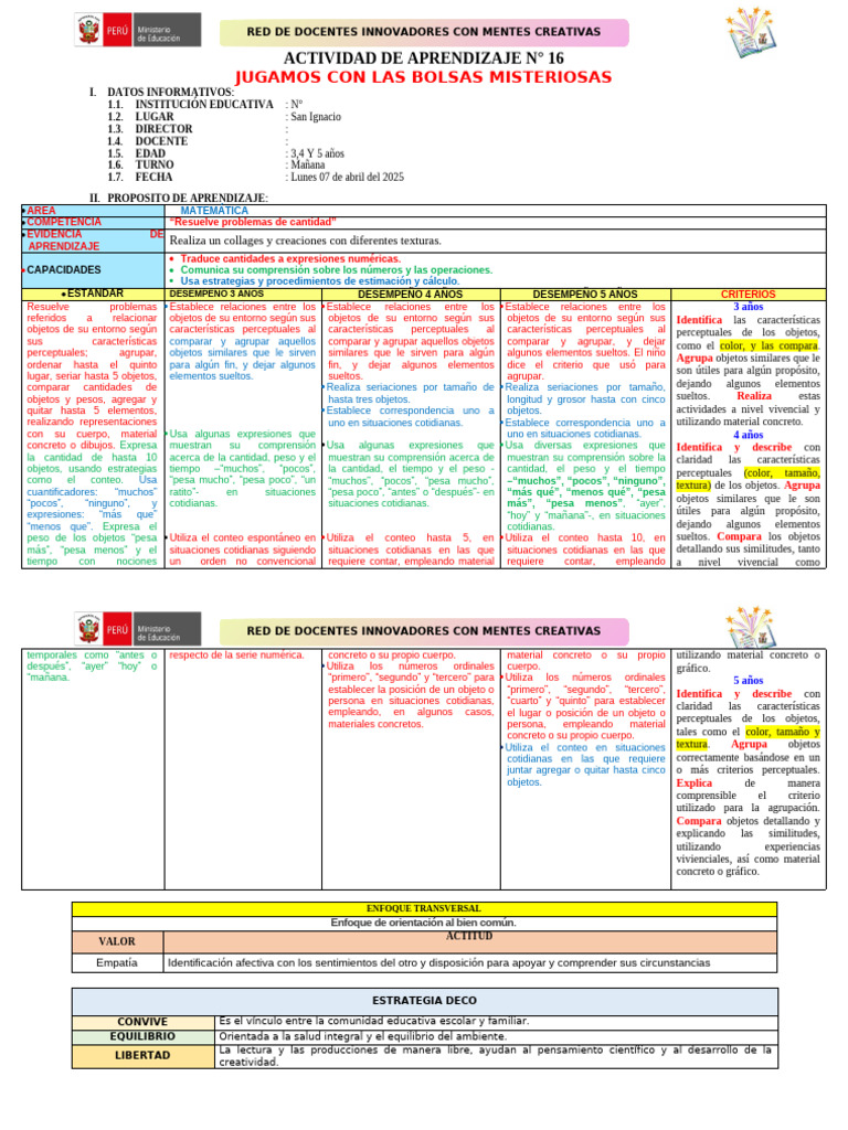 Lunes 08-04-2025 Jugamos Con Bolsas Misteriosas | PDF | Enseñando ...