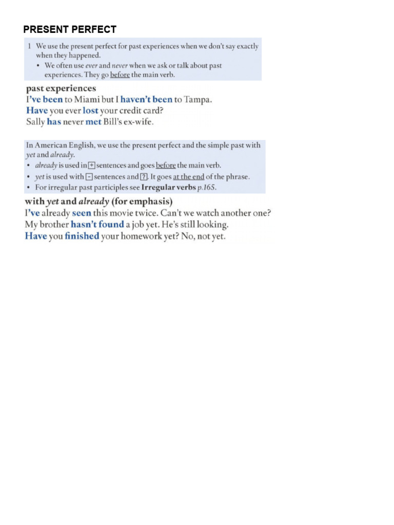 Present Perfect vs. Continuous Tenses Guide | PDF | Verb | Languages