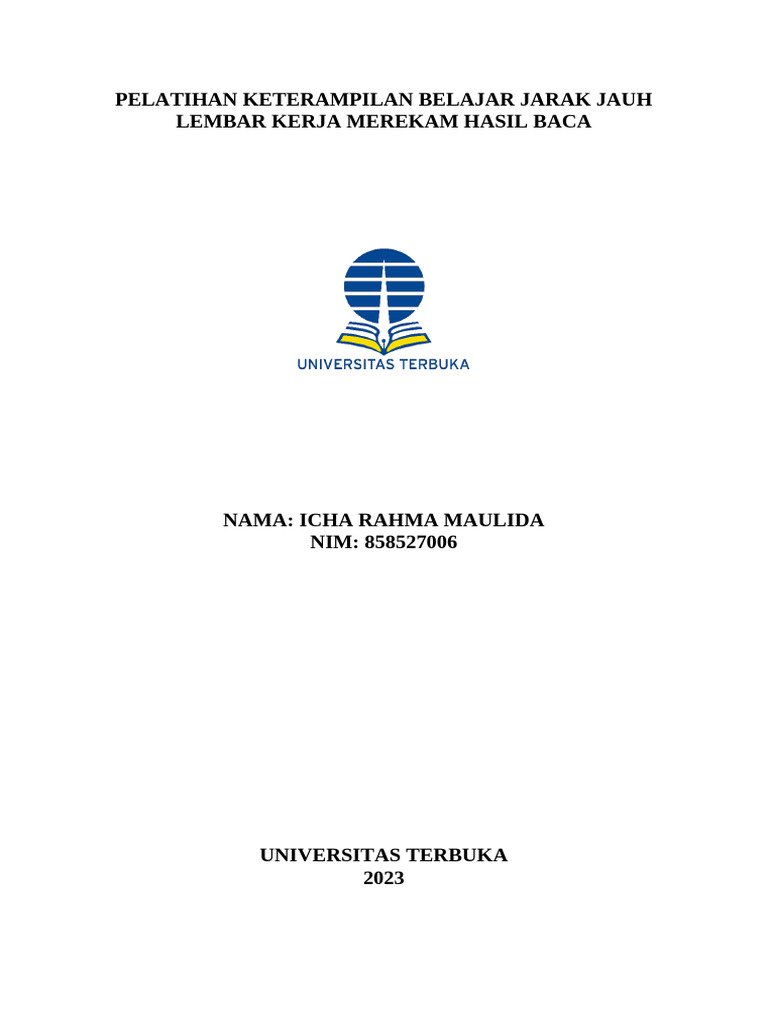 LPKBJJ - Lembar Kerja Merekam Hasil Baca - Icha (858527006) | PDF