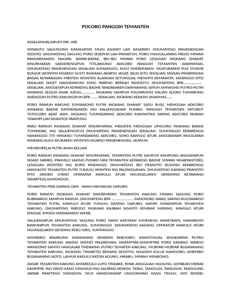 Pocoro Panggih Temanten | PDF