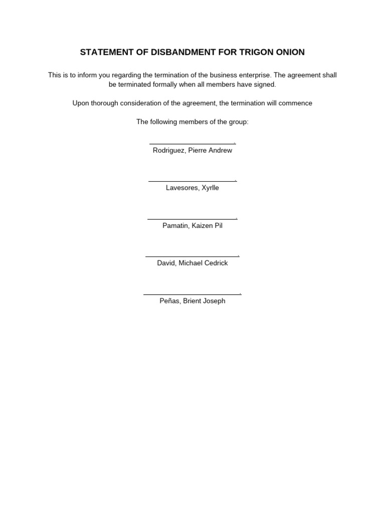 Disbandment Letter | PDF