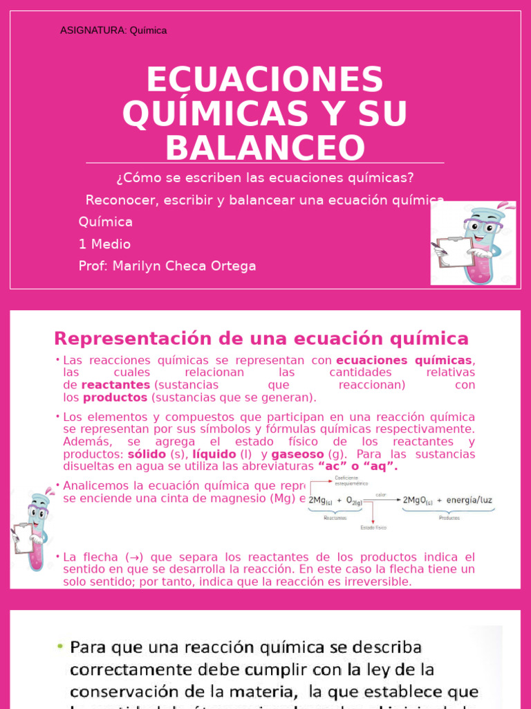 Balanceo de Ecuaciones Quimicas | PDF | Reacciones químicas ...