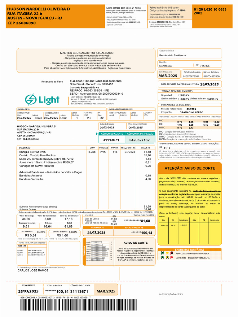 Comprovante Light | PDF