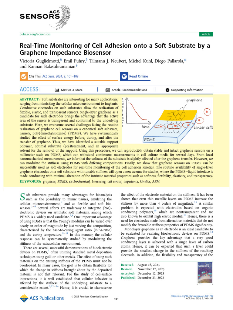 2024 ACS Sensors 9 101-109 | PDF | Graphene | Wetting