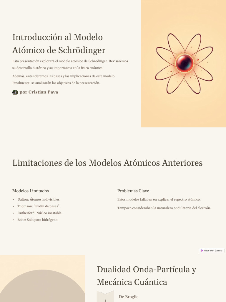 Introducción Al Modelo Atómico de Schrödinger | PDF | Mecánica cuántica | Ecuación de Schrödinger