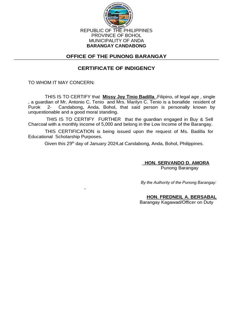 SCHOLARSHIP CERTIFICATION | PDF