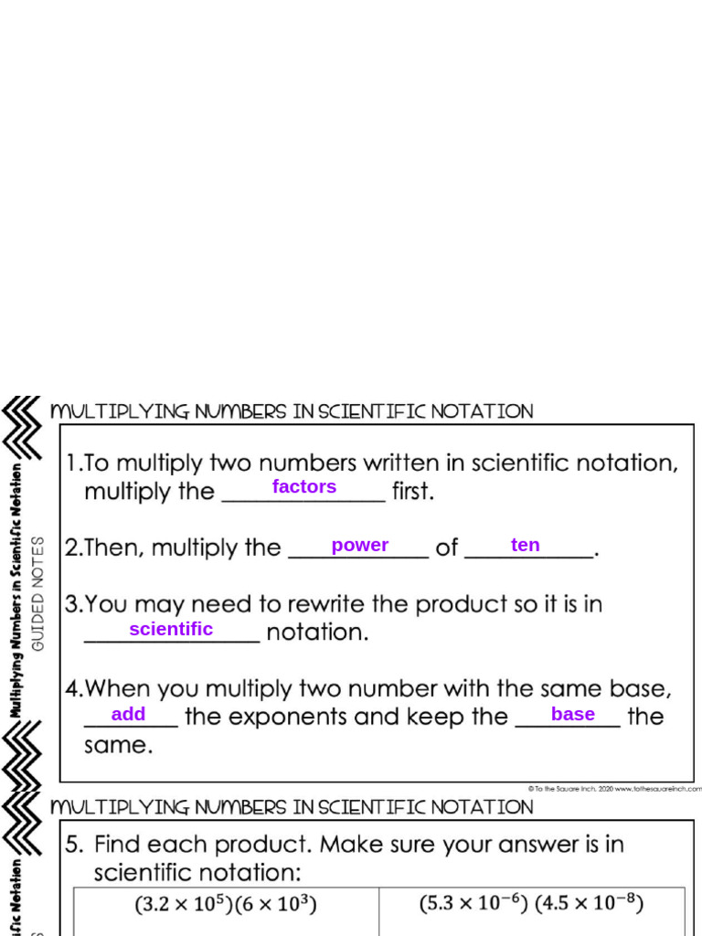 Operations With Scientific Notation Notes | PDF
