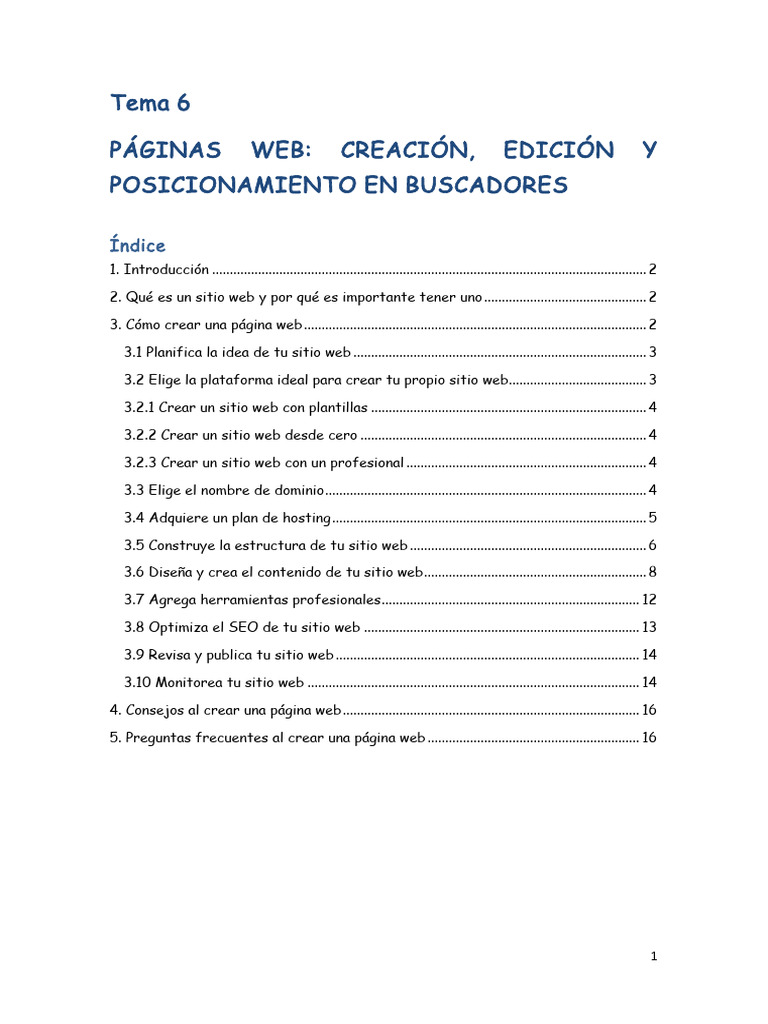 Tema 6 - creacion de una pagina web 2025 | PDF | Posicionamiento en buscadores | Red mundial
