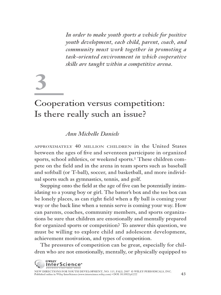 Youth Sports: Cooperation vs. Competition | PDF | Motivation | Motivational