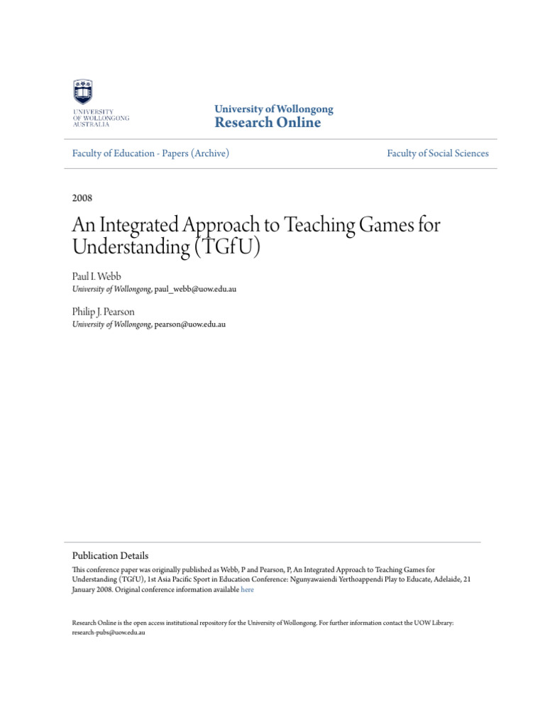 Teaching Games for Understanding (TGfU) | PDF | Teachers | Physical ...