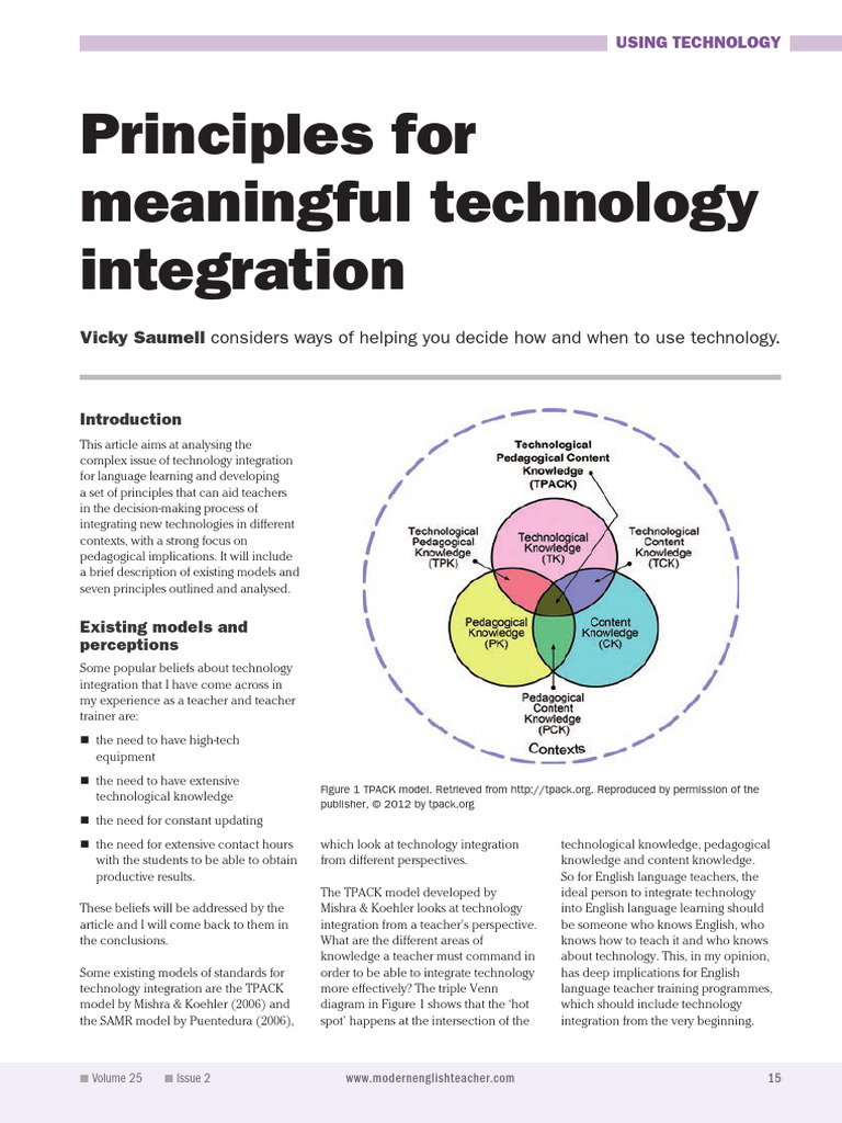 Principles for Effective Tech Integration | PDF | Knowledge | Learning